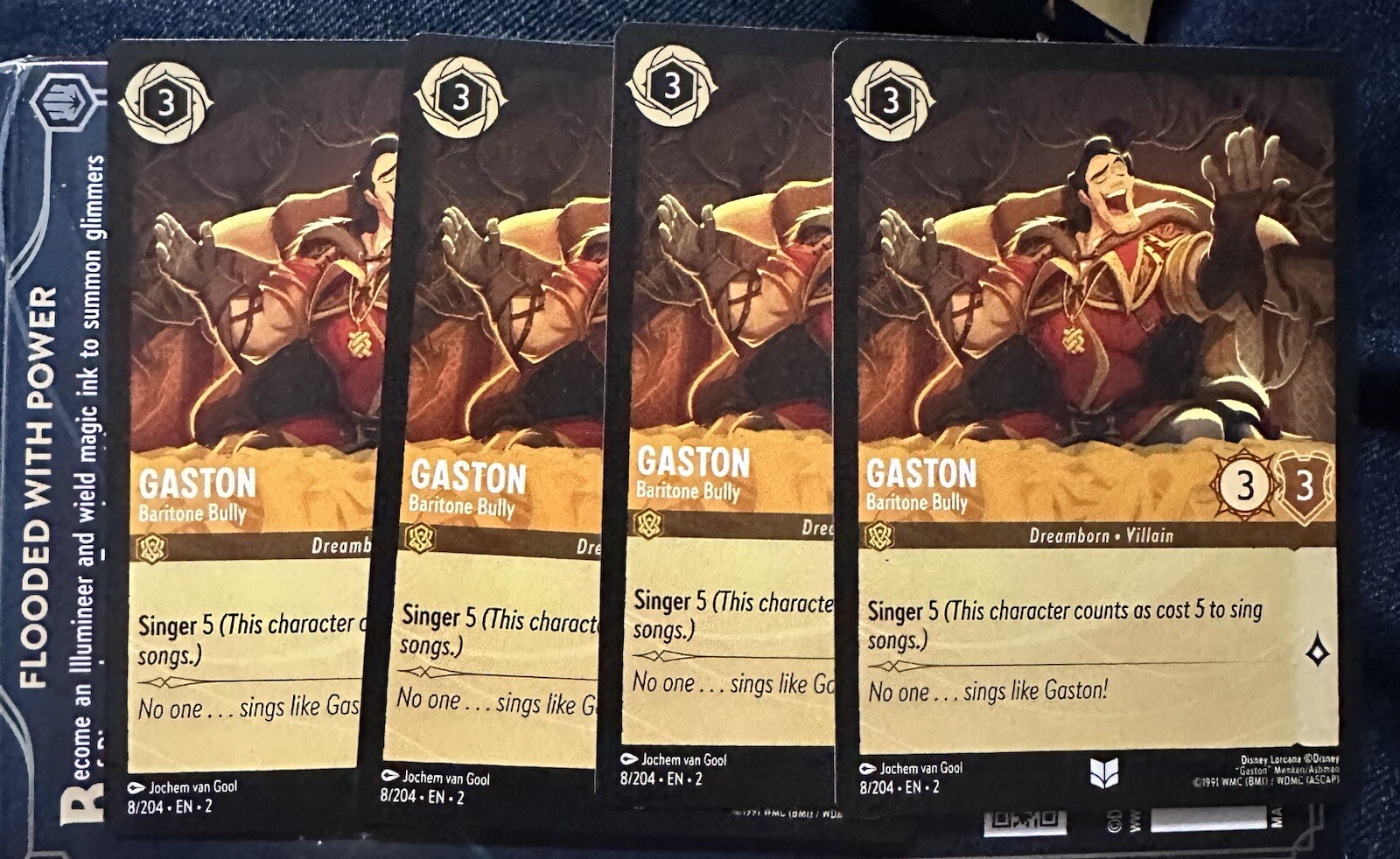 4 Mint Disney LORCANA RISE OF FLOODBORN Villain: GASTON Baritone Bully ...