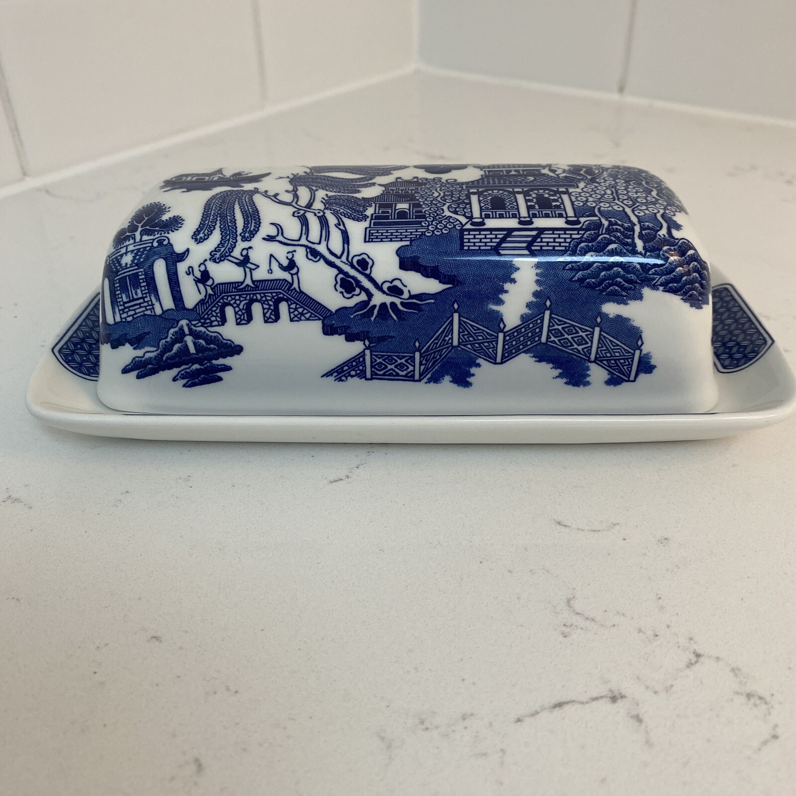 Churchill England Blue Willow Butter Dish With Cover EUC Collectible | eBay