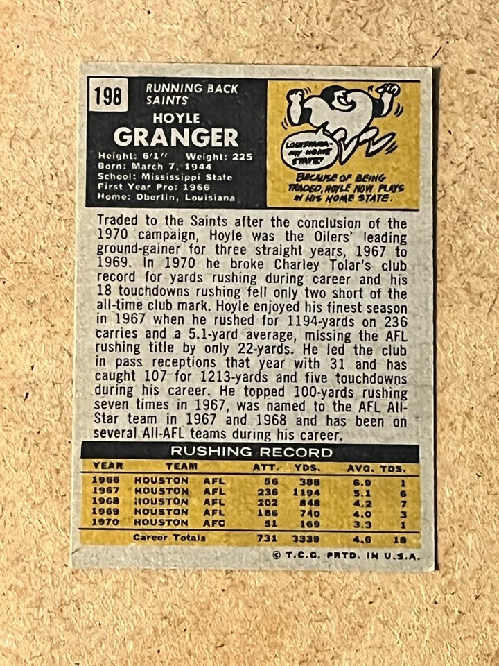 1971 Topps Hoyle Granger #198 VG-EX | eBay