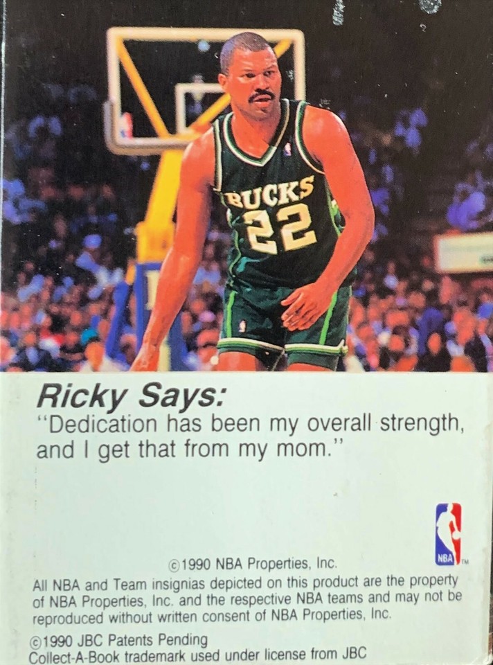 Milwaukee Bucks Ricky Pierce 1990 NBA HOOPS VTG Collect A Book Series ...