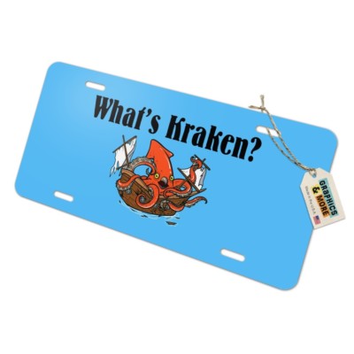 What's Kraken Giant Squid Destroying Ship Novelty Metal Vanity Tag ...