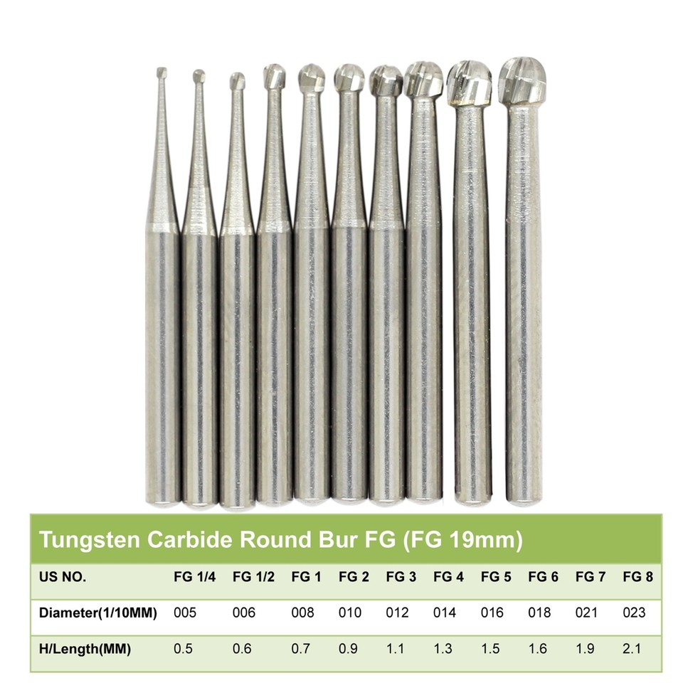 Wave Dental Burs FG 330 557 245 Carbide Burr Friction Grip Round Pear ...