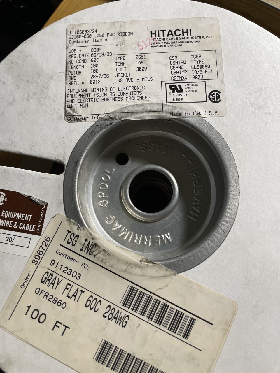 5 ft of Hitachi Flat Cable, GRAY, P/N 11106083724 , 60 conductors, 28 ...