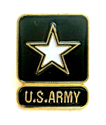 US Army Star Logo Military Veteran Gold Tone Black Enamel White Star ...