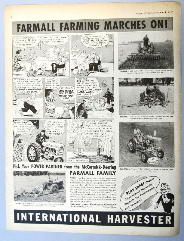Original 1941 Farmall A B H & M Ad FARMALL FARMING MARCHES ON TractOr ...