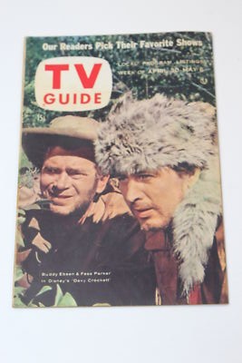 TV Guide NO LABEL April 30-May 6, 1955 Fess Parker of Davy Crockett ...