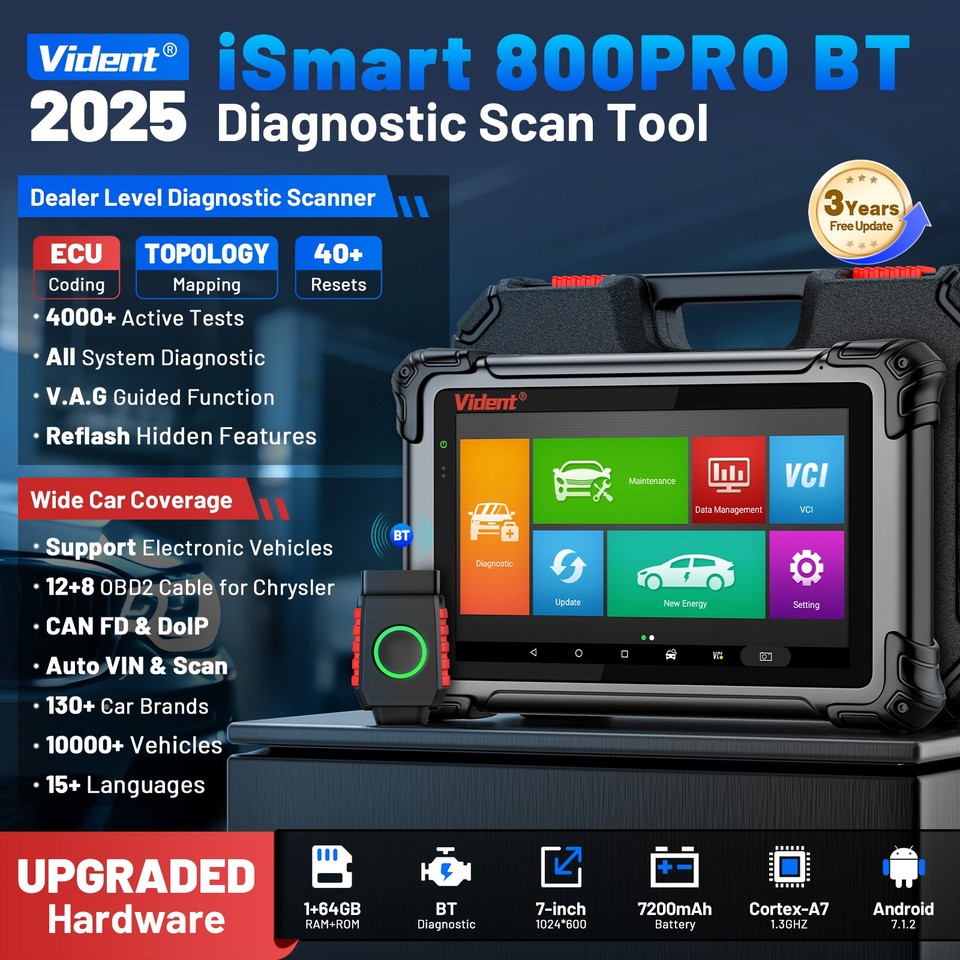 Vident iSmart800pro BT All System OBD2 Diagnostic IMMO Scanner Active ...