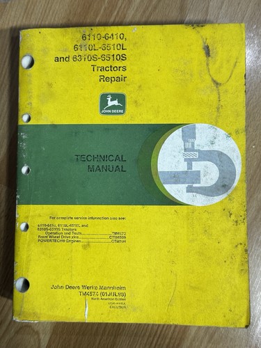 JOHN DEERE 6110 - 6510 TRACTOR TECHNICAL REPAIR MANUAL Genuine TM4574 | eBay