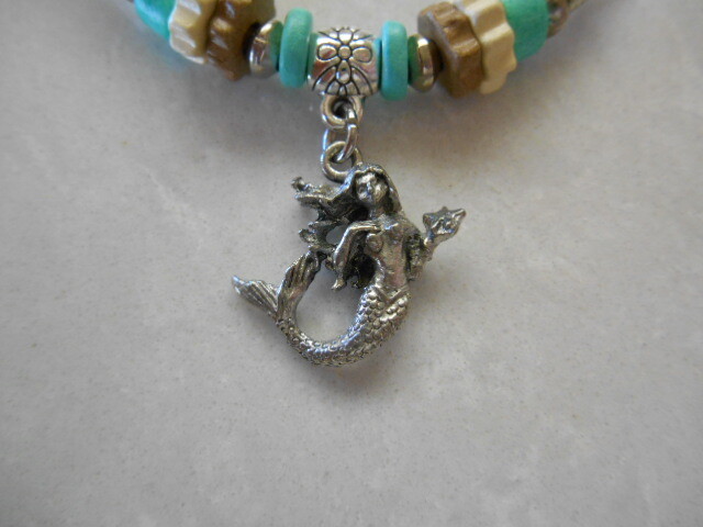 18" Necklace Mermaid Charm Holding Starfish Brown Leather Cord Hard ...