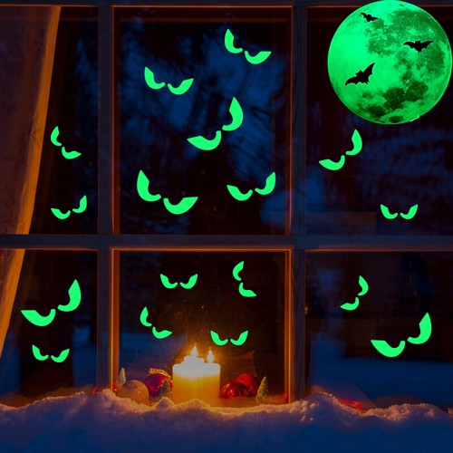 18pcs Halloween Luminous Home Wall Decals Glow in The Dark Eyes Window ...