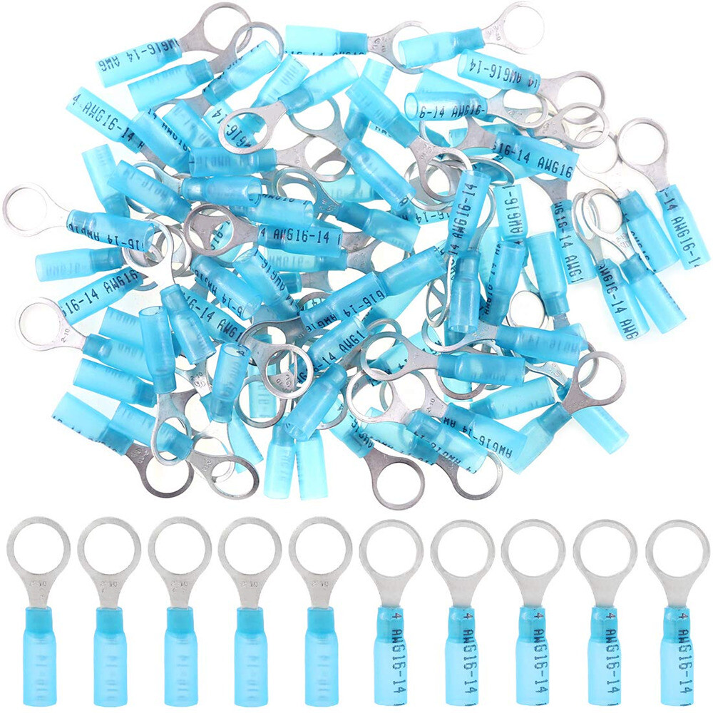 20-200PCS Blue Heat Shrink Ring Terminals 3/8" Eyelet Wire Connectors ...