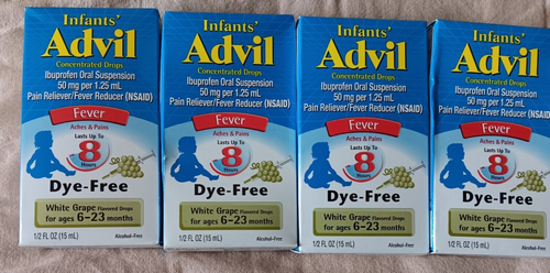 Infants Advil Pain Fever Reliever Drops Lot 8hrs White Grape 1/2oz/15ml ...