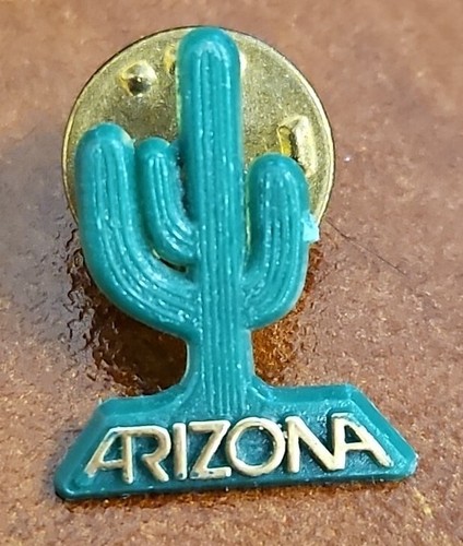 VTG Gold Toned Enameled Lapel Hat Pinback Arizona Cactus Pin | eBay