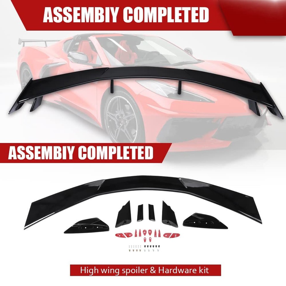 Rear High Wing Spoiler For 20-24 Corvette C8 Models Carbon Flash ...