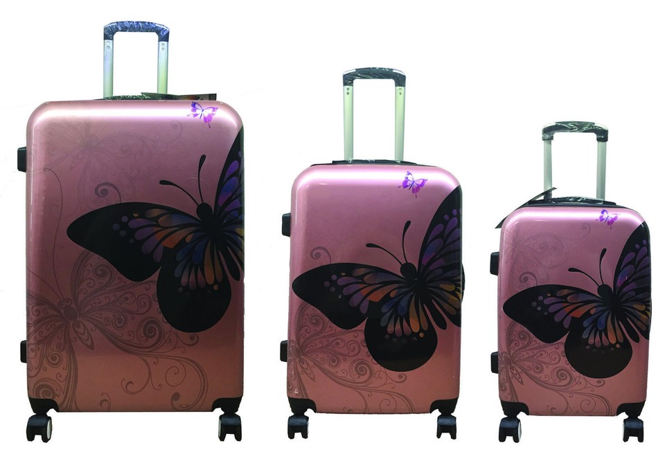 Hard Shell 4 Wheel Spinner Suitcase PC Luggage Trolley Case Cabin ...