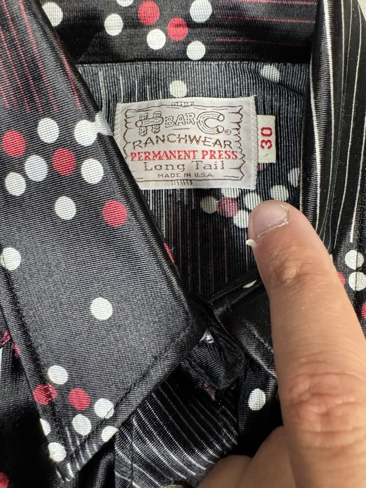 Vintage 70s H Bar C Ranchwear Long Tail Western Pearl Snap Sizee 30 ...