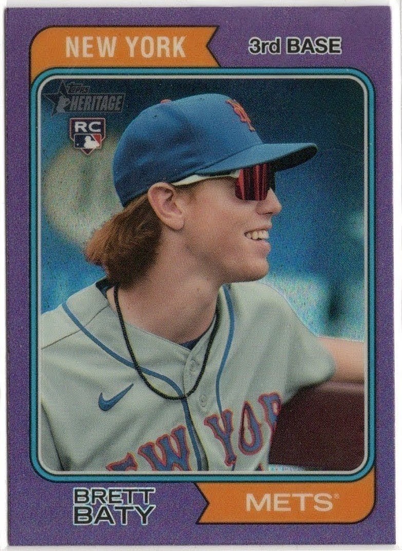 2023 Topps Heritage Chrome Purple Refractor Brett Baty Parallel Card RC ...