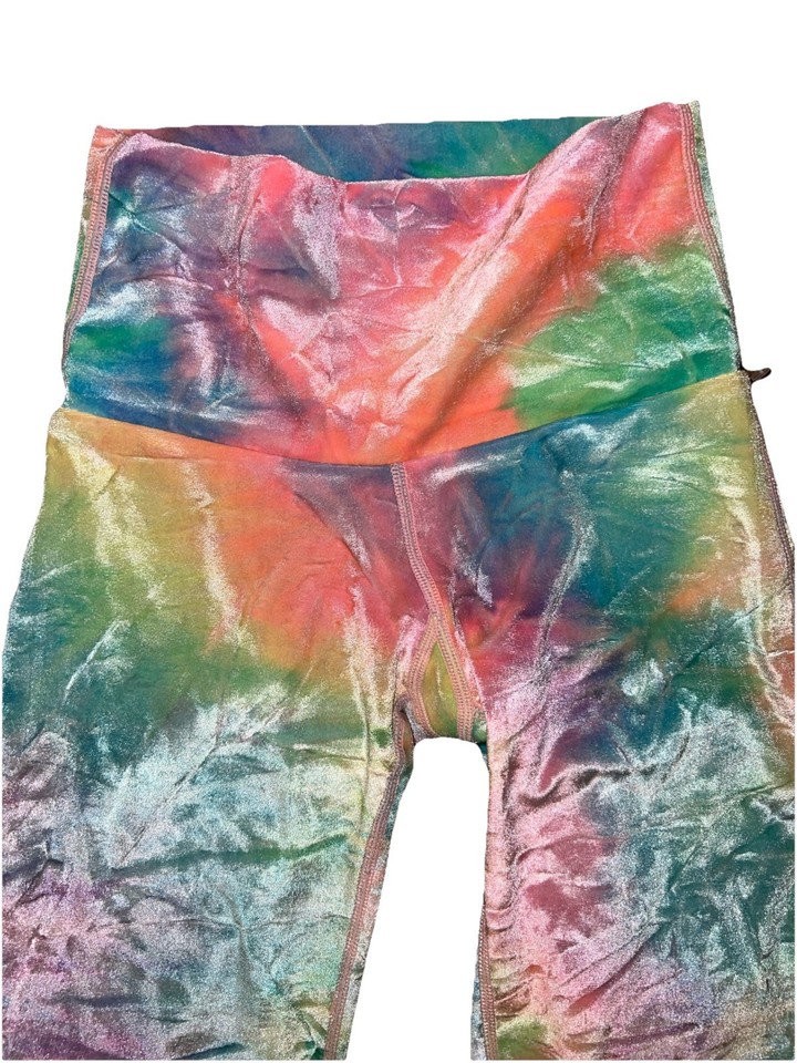 Little Black Diamond rainbow multicolor velvet tie-dye pants S Rave ...
