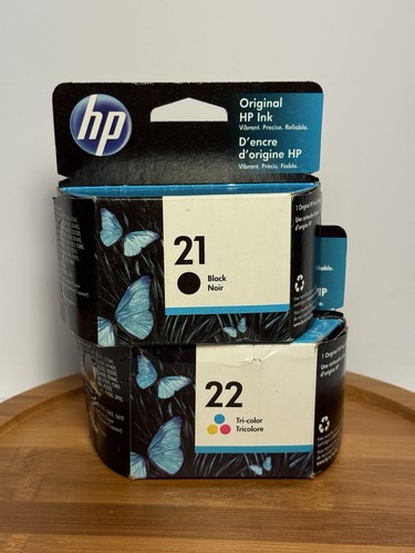 (Lot of 2) NEW HP C9351AN C9352AN 21 and 22 Tri-Color and Black Printer ...