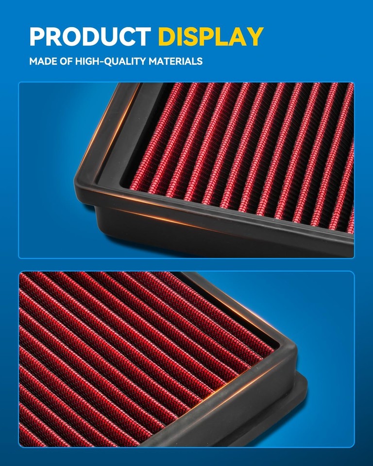 Engine Air Filter, Increase Power: High Performance, Premium, Washable ...