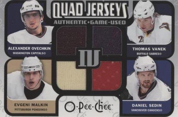 2007-08 O-Pee-Chee - Quad Jerseys Alex Ovechkin, Evgeni Malkin, Daniel ...