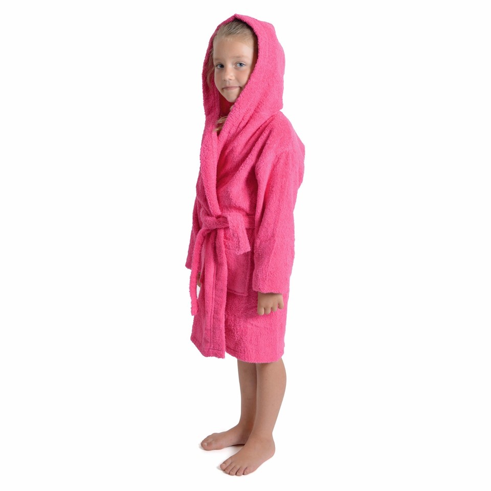 Kids Childrens 100% Cotton Bathrobe Terry Towelling Hooded Bath Robe ...