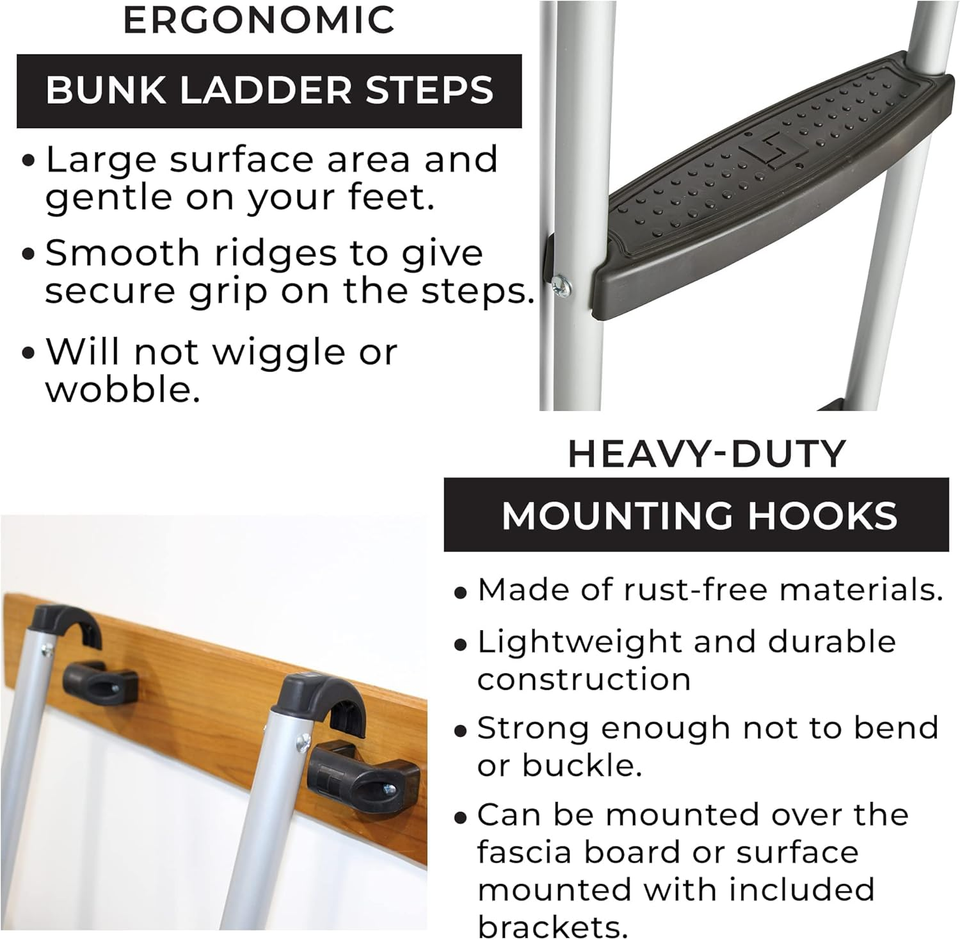 Silver 60" Interior Bunk Ladder for RVs and Dorms with Mounting ...