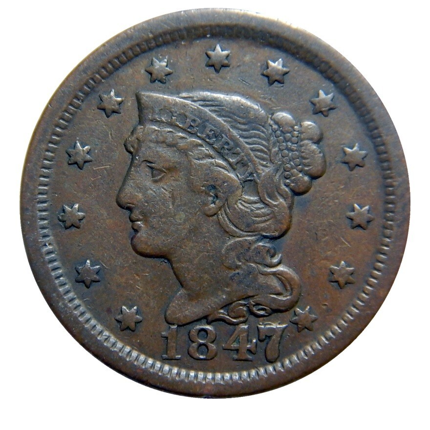 Large cent/penny 1847 overdate 7 over 7 high grade collector coin | eBay