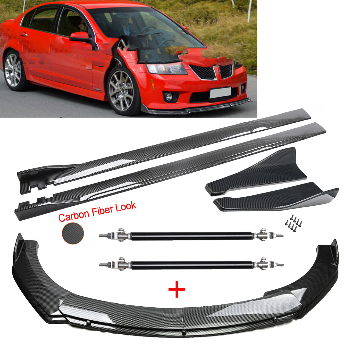 Carbon Fiber Front Bumper Rear Splitter Spoiler Side Skirt For Pontiac ...