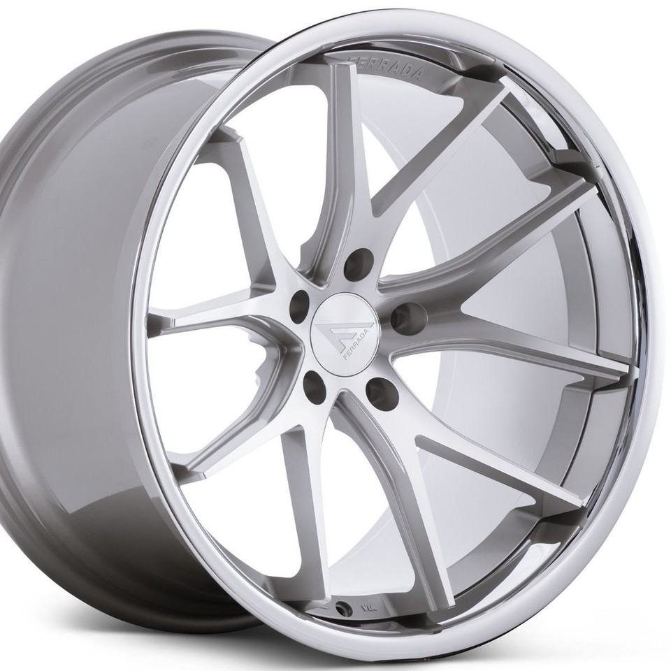 22" STAGGERED FERRADA FR2 22x9 22x10.5 SILVER w/CHROME LIP CONCAVE ...