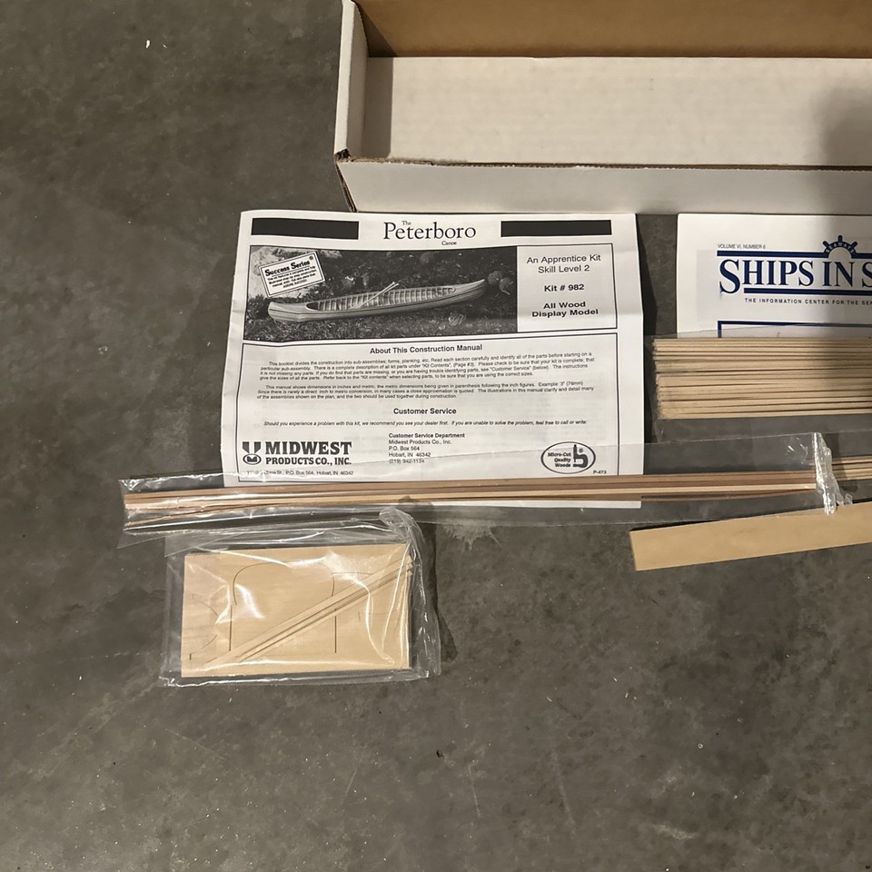 The Peterboro Canoe Wood Display Model Kit # 982 1:12 Scale Midwest ...