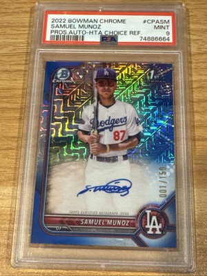 2022 BOWMAN CHROME PROSPECT AUTOS #CPASM SAMUEL MUNOZ 001/150 PSA 9 ...