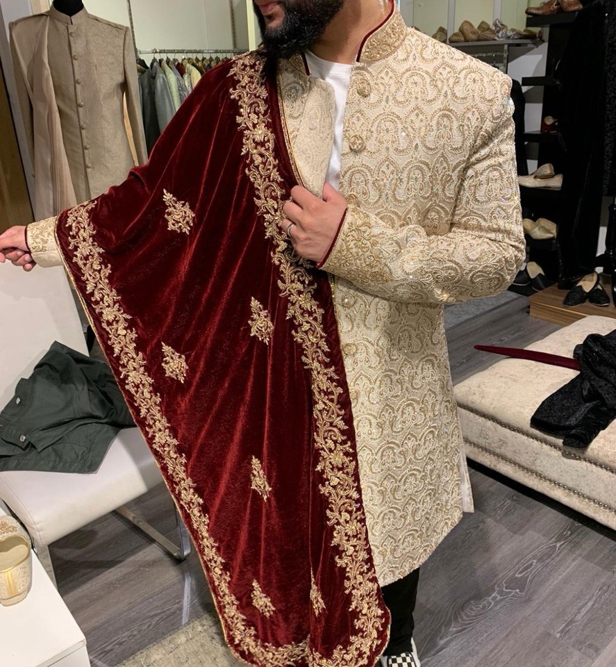 Mens Groom Asian Indian Pakistani Wedding Suit (M) by Hoor Qasims paid ...