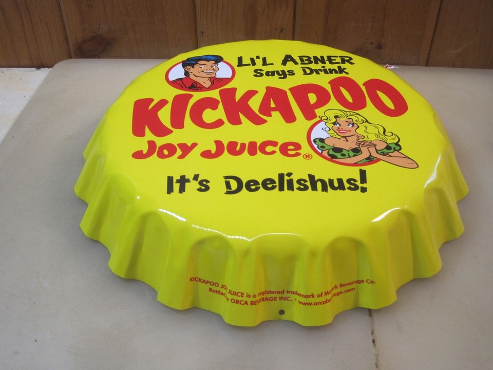 Kickapoo Joy Juice 15" Bottle cap Metal Sign Lil Abner Daisy Mae ...
