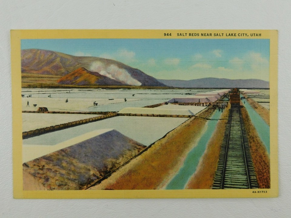 Salt Bed Near Salt Lake City Utah Railroad Track Unposted Linen Vintage ...