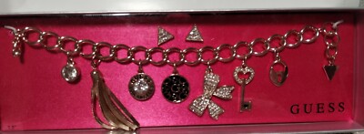 Guess Gift Box Set Rhinestone Crystal in Charm Bracelet with Earrings ...