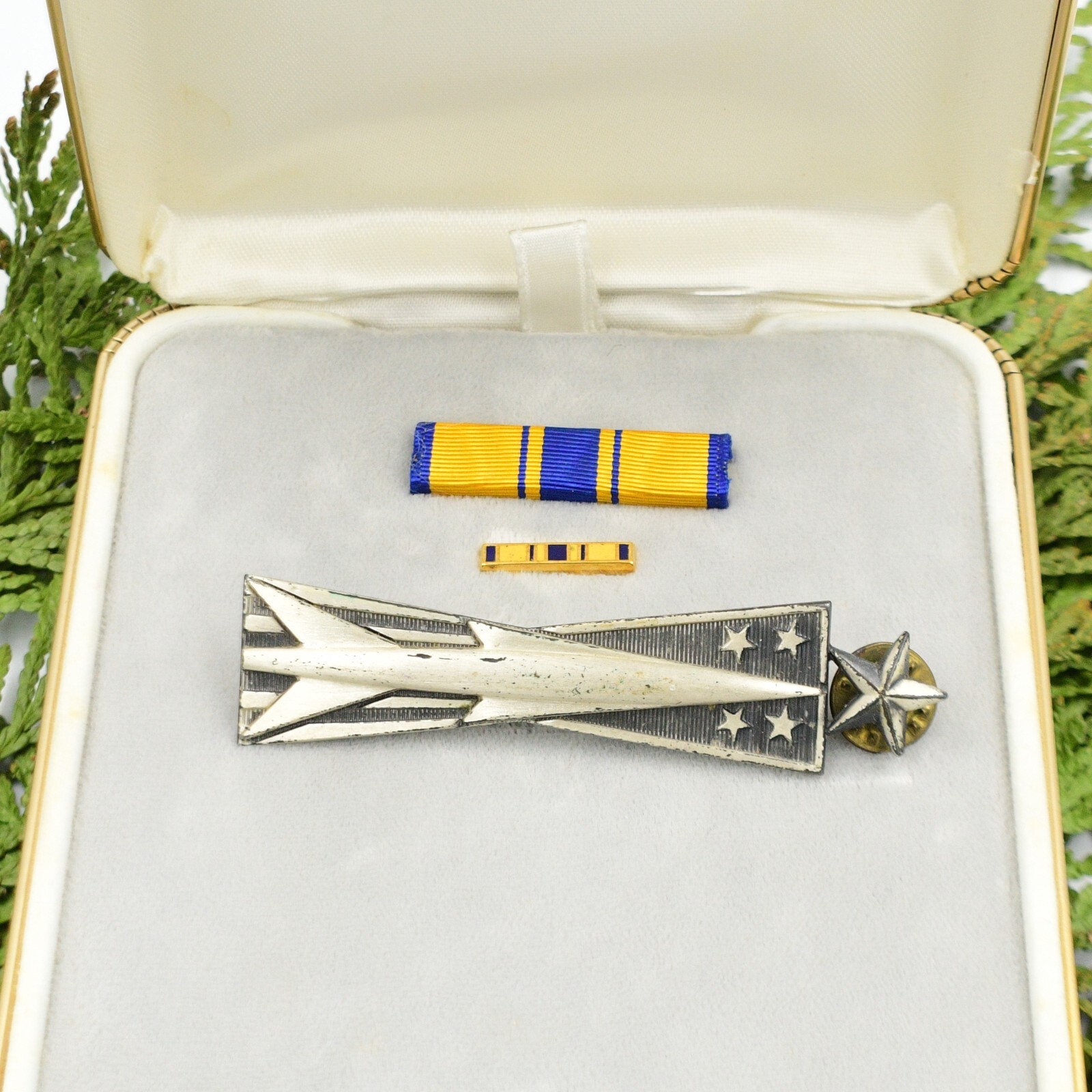 Sterling Silver 925 Airforce Missileman Pin & Pair Striped Military ...