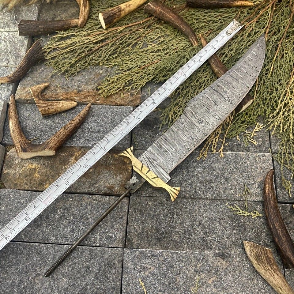 SHARD BLADE CUSTOM HAND FORGED DAMASCUS STEEL BOWIE BLANK BLADE HUNTING ...
