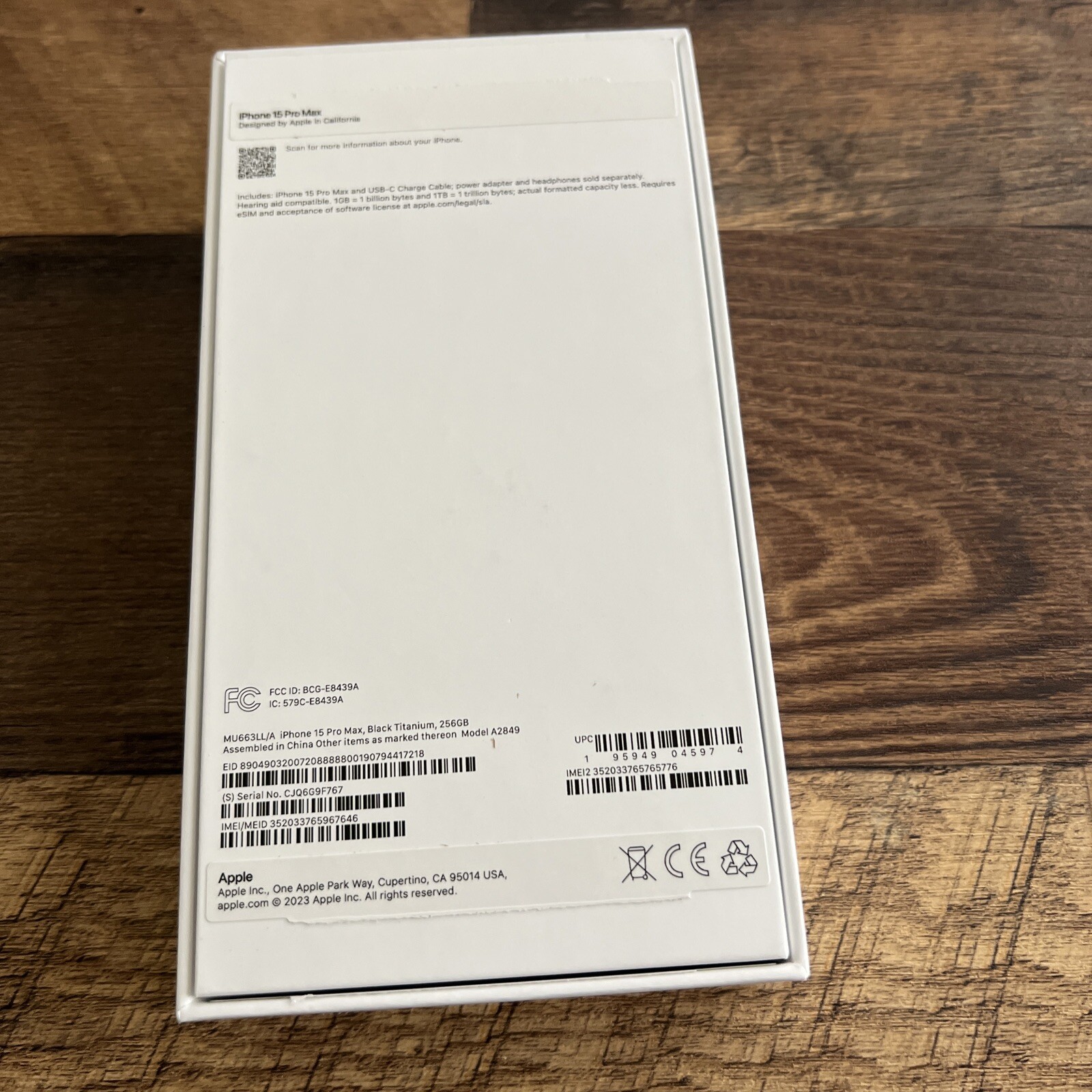 NEW OPEN Apple iPhone 15 Pro Max - 256 GB - Black Titanium (Verizon ...