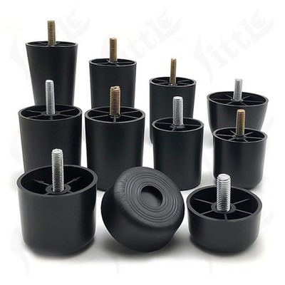 Black Plastic Screw In Furniture Feet Glide Divan Bed Base Legs Sofa ...