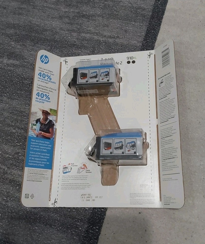 Genuine HP 910XL 2 pack Dual BLACK High Yield Ink Cartridge Exp 01/27 ...