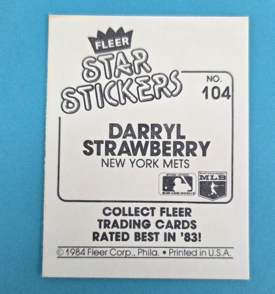 1984 Fleer Star Stickers RC #104 Darryl Strawberry NY Mets BASEBALL ...