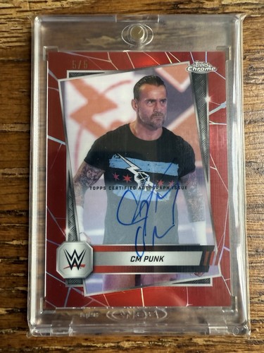 2025 Topps Chrome CM Punk Red Auto 5/5 Bookend Autograph | eBay