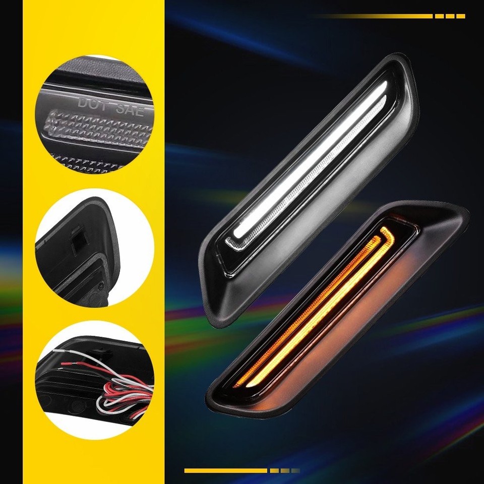 Sequential 2x Hood LED Bezel Trim Signal Driving Light For Dodge 10-22 ...