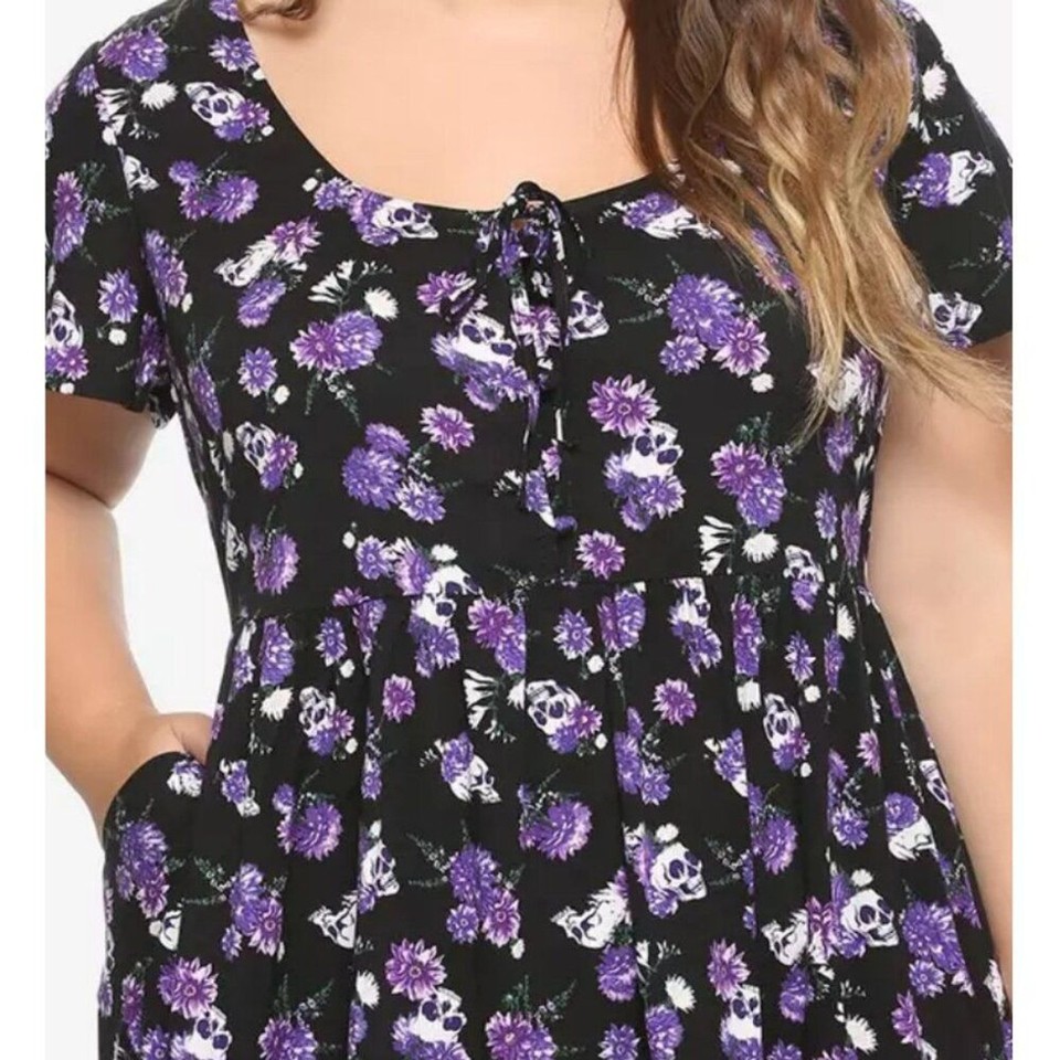 Hot Topic 3 Plus Size Purple Flowers & Skulls Dress 3X 22 24 | eBay
