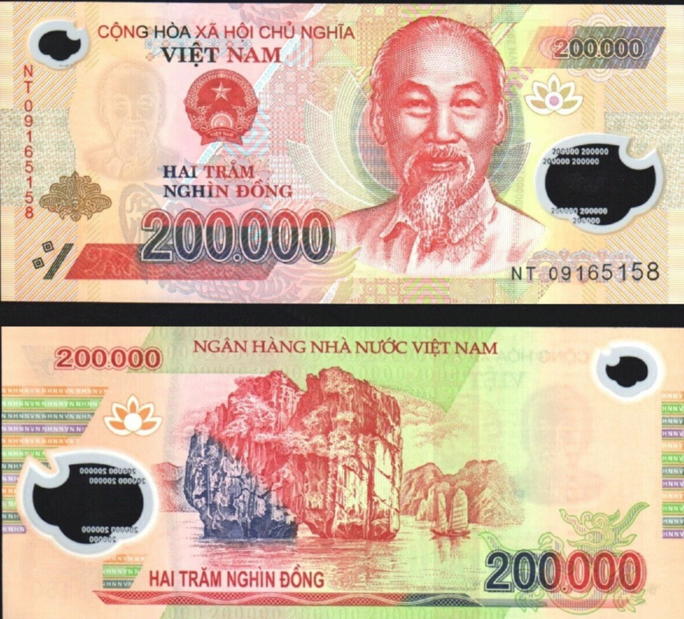 5 X 200K 1,000,000 Vietnamese Dong VND Polymer Notes + 1 Million ...