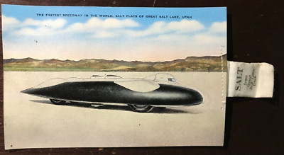 GREAT SALT LAKE UTAH~SALT FLATS-FASTEST SPEEDWAY IN THE WORLD-BAG~1940s ...