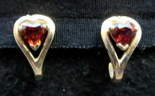 Lovely Heart Shaped Rust Colored Stone 14K Marked Yellow Gold Pierced ...
