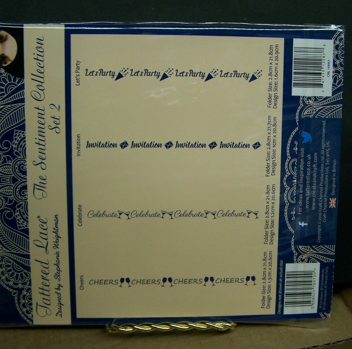 Tattered Lace Sentiment Embossing folders 4 - SET 2 -CELEBRATE, CHEERS ...