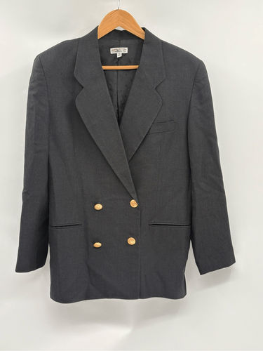 Talbots Blazer Double Breasted Linen Blend Women Size 12 Black Gold Button | eBay